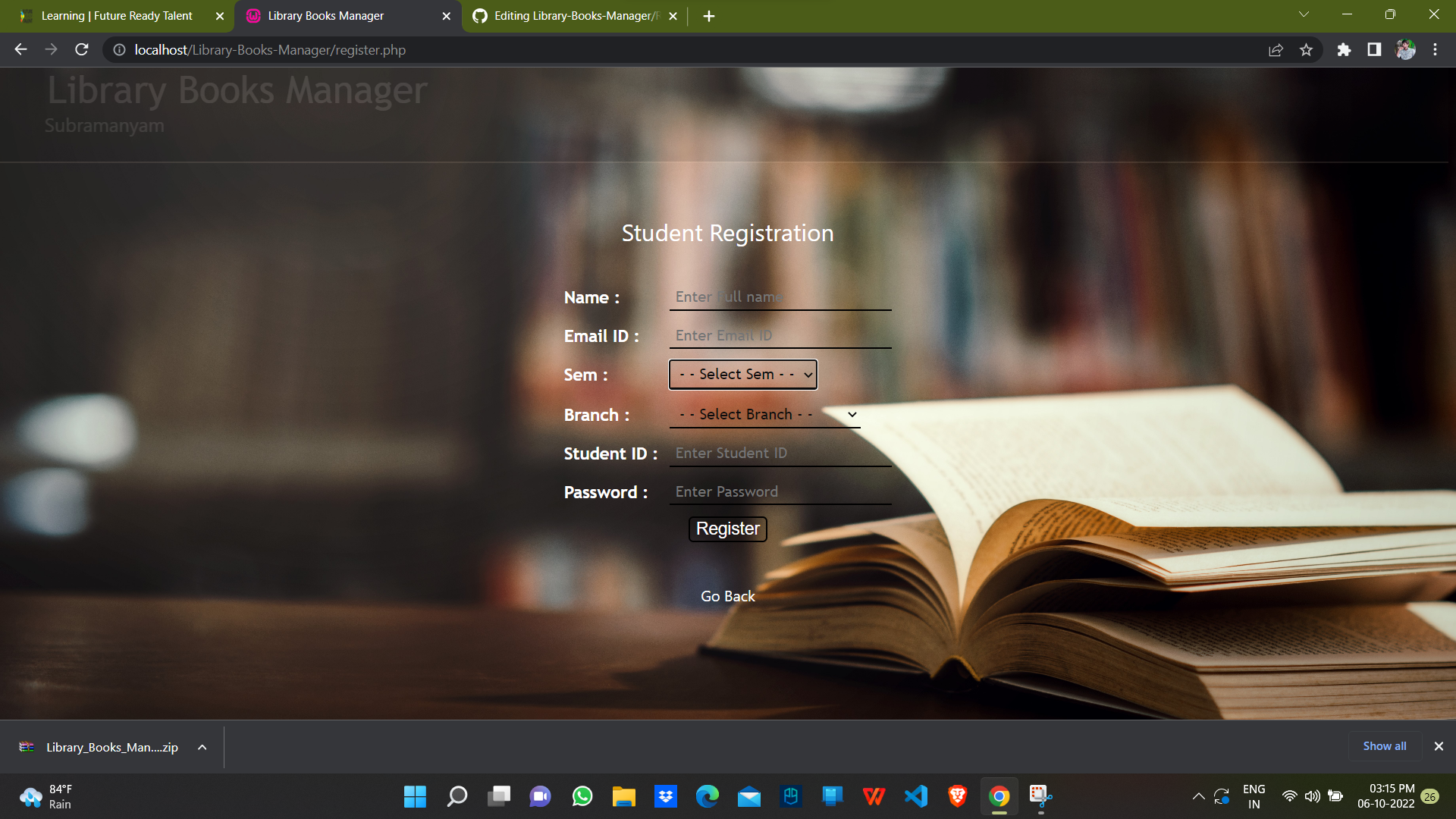 GitHub - KanithiSubramanyam/Library-Books-Manager: Library Management System