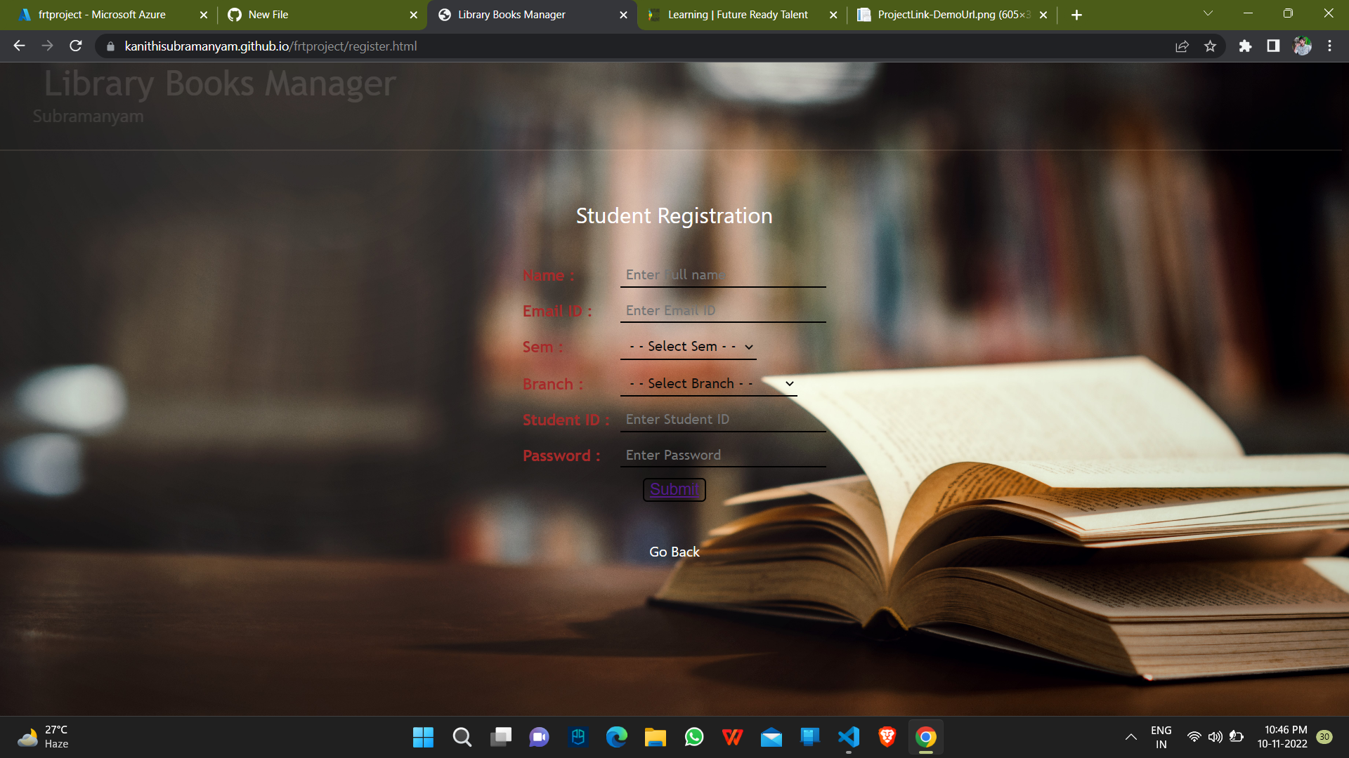 GitHub - KanithiSubramanyam/frtproject: this is my frt project