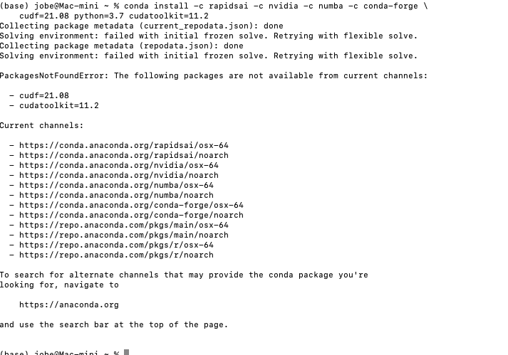 [FEA]The following packages are not available from current channels · Issue #9957 · rapidsai ...