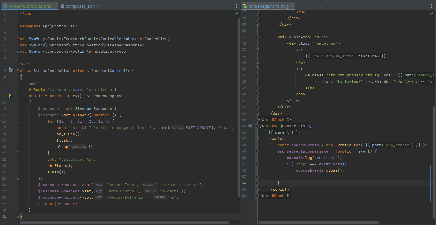 StreamedResponse close connexion server side and stop reconnecting client side · symfony symfony ...