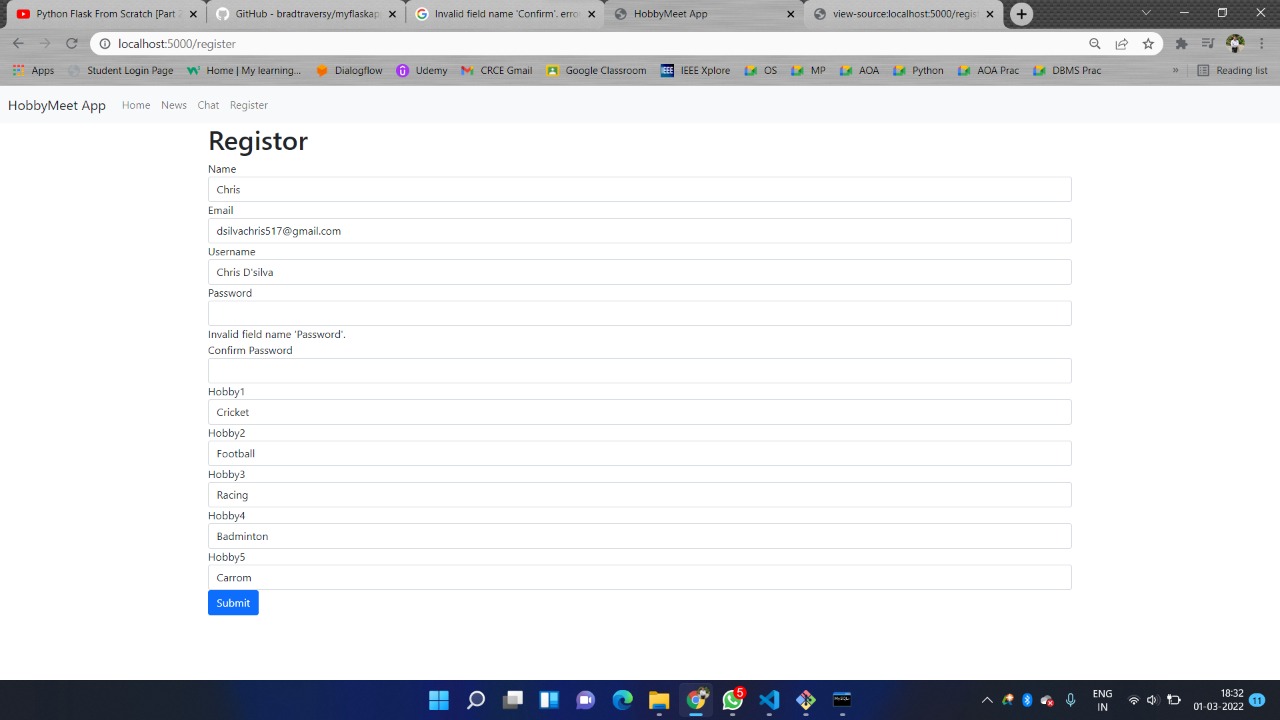 Validation from WTForm using Flask · Issue #16 · bradtraversy/myflaskapp · GitHub