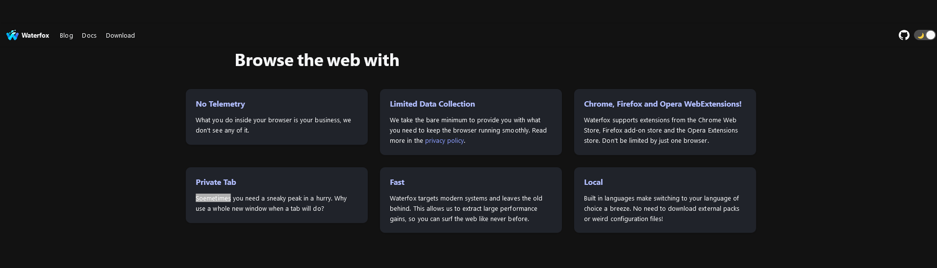 Typo on Web Page - https://www.waterfox.net/ · Issue #2468 ...