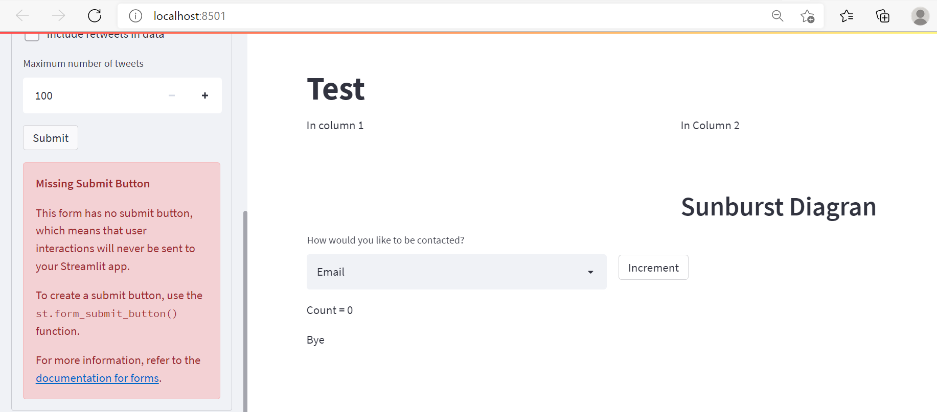 Unable To Use Sidebar With Columns In Same Web Page · Issue 4139 · Streamlitstreamlit · Github