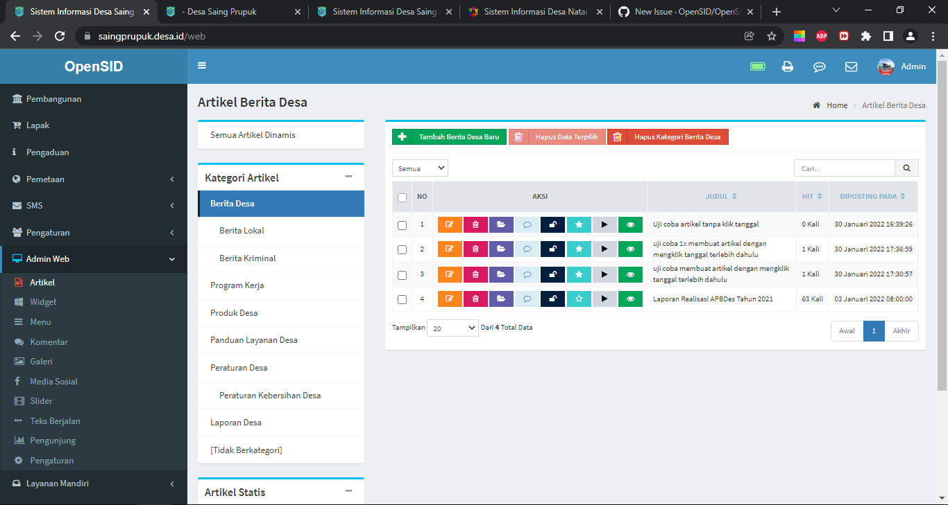 Bug/error: Artikel tidak tampil di laman web utama jika diklik tgl default pada waktu menyimpan ...