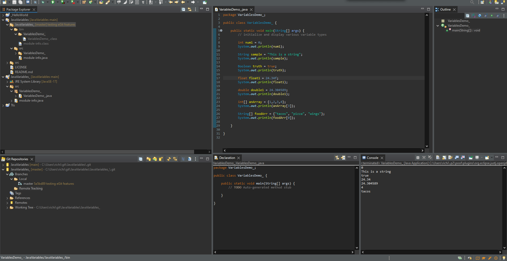 GitHub - richinatl/JavaVariables: An excise using basic Java variables and types