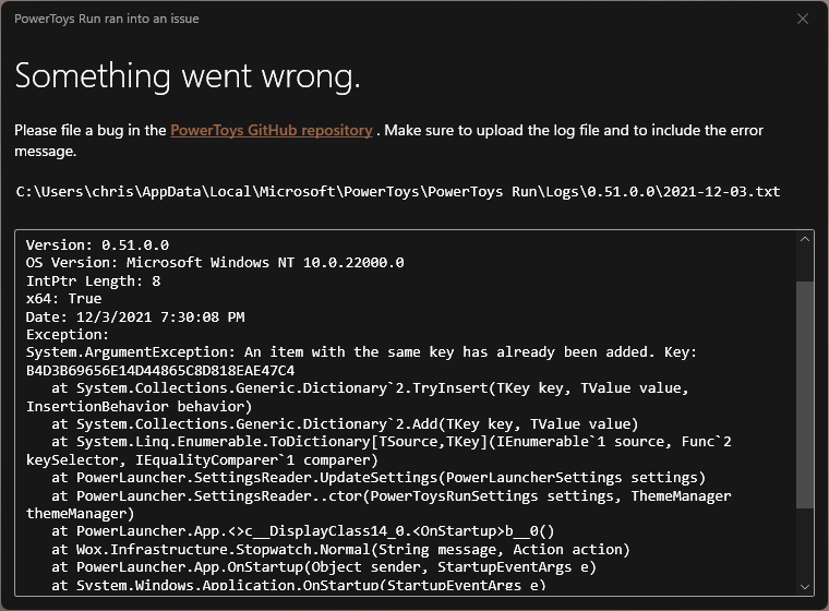 PowerToys Bug on Startup · Issue #14817 · microsoft/PowerToys · GitHub