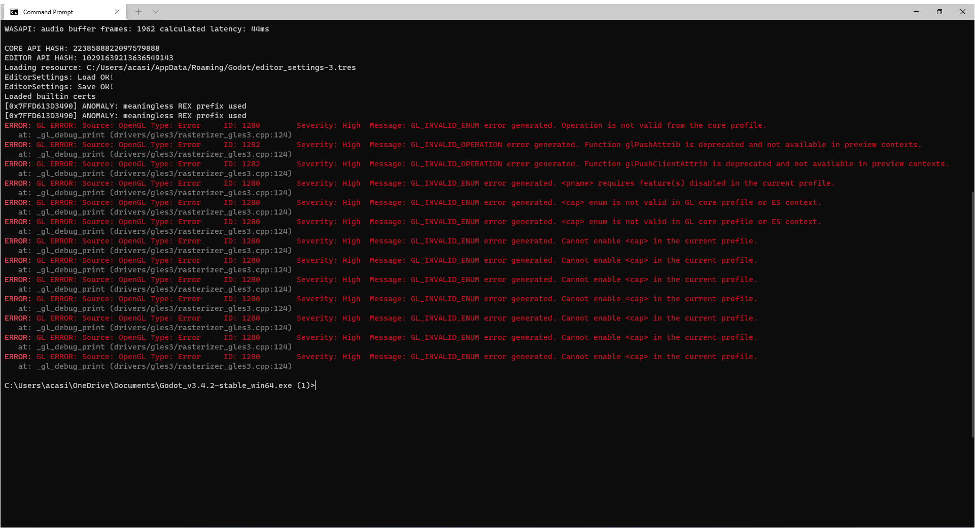 Engine Closes With `anomaly Meaningless Rex Prefix Used` And Opengl