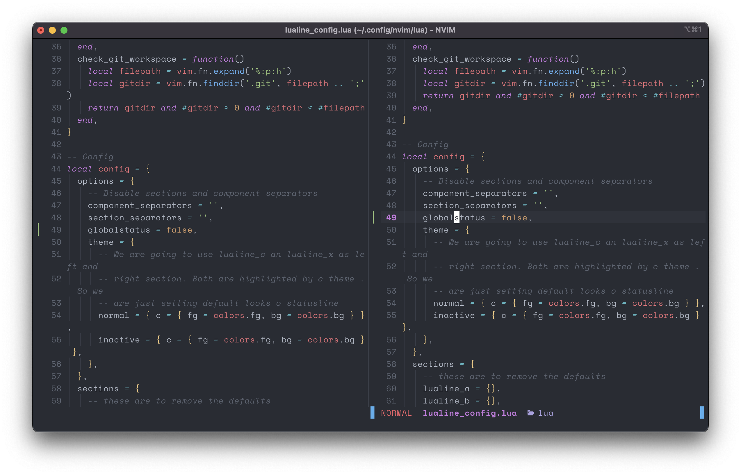 statusline for each window, always showing · Issue #770 · nvim-lualine ...