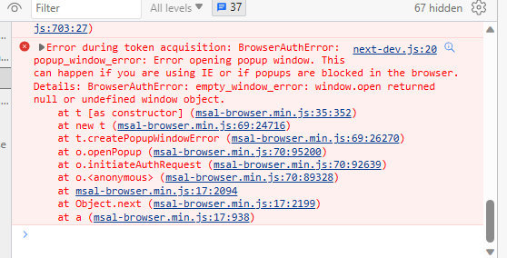 In microsoft Edge browser, loginPopup fails. login popup doesn't show ...