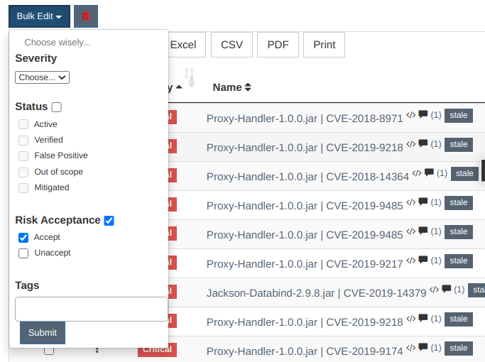 Bulk Edit With A Note · Issue 4160 · Defectdojo Django Defectdojo · Github