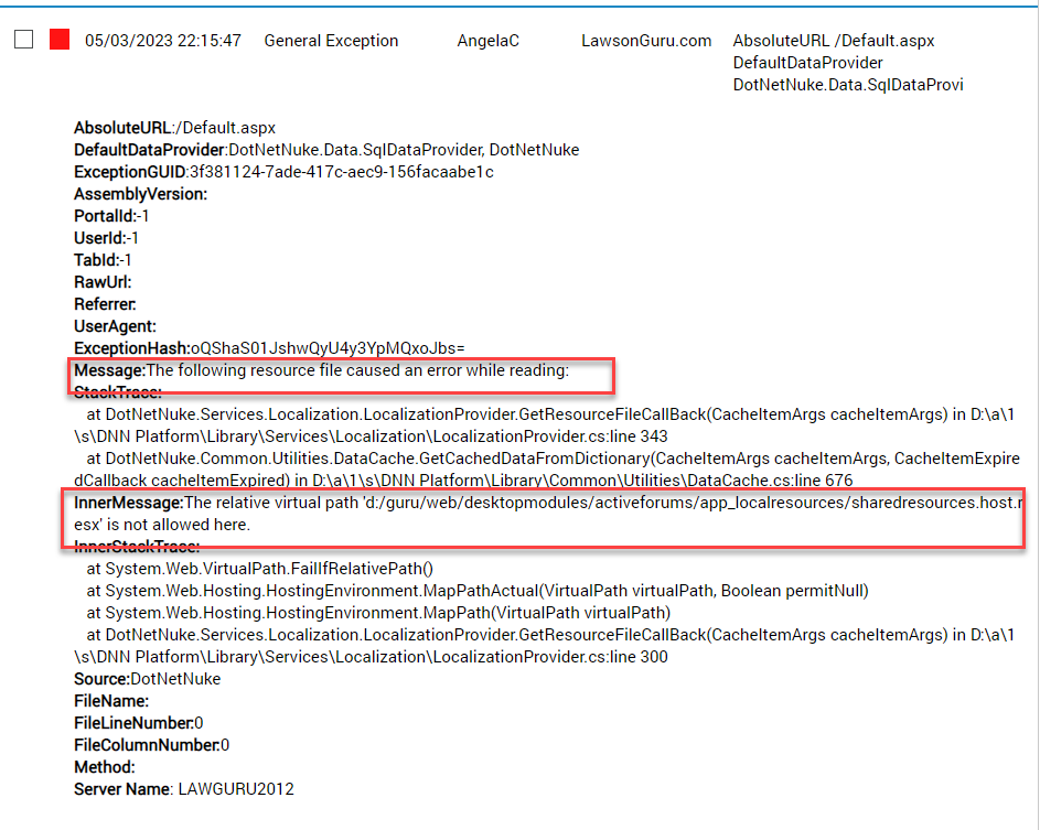 Occasional error message in admin log from LocalizationProvider · Issue #5639 · dnnsoftware/Dnn ...