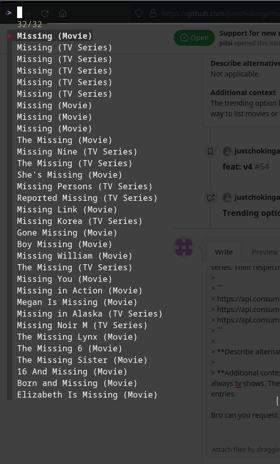 Support for new movies, new episodes and trending movies/series · Issue #47 · justchokingaround ...