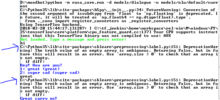 gives warning while running the examples · Issue #1986 · RasaHQ/rasa · GitHub