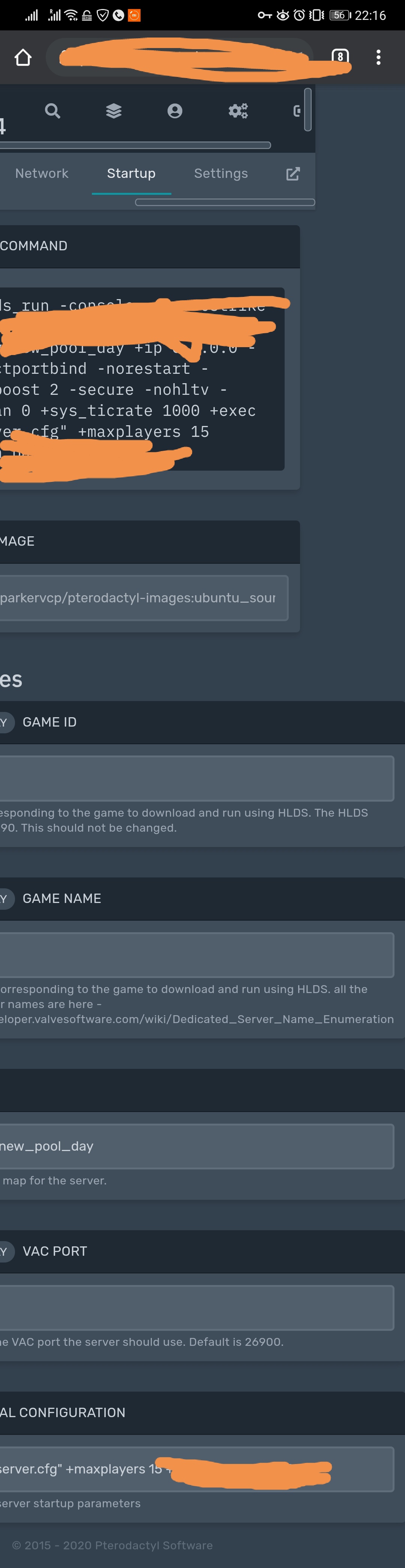 Panel design bug (startup tab, mobile) · Issue #3255 · pterodactyl/panel · GitHub