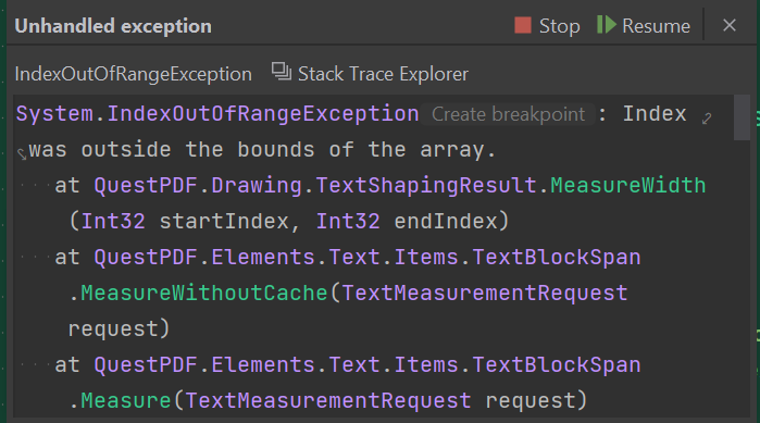 [bug] Quest Pdf Crashes When Attempting To Linewrap At The Beginning Of A Span With A Leading