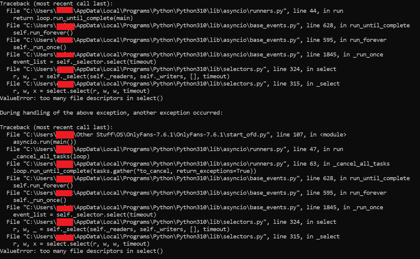 Traceback Error when running new release v7.6.1 using Python 3.10 on ...
