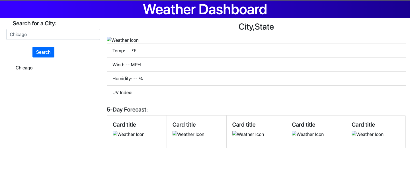 GitHub - EmeraldAGreen/city-weather-forecast: DU Coding Bootcamp ...