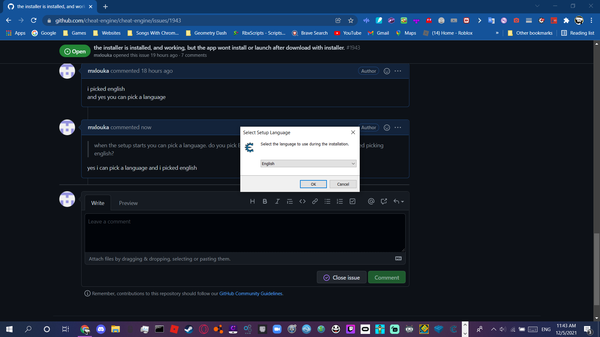 the installer is installed, and working, but the app wont install or ...