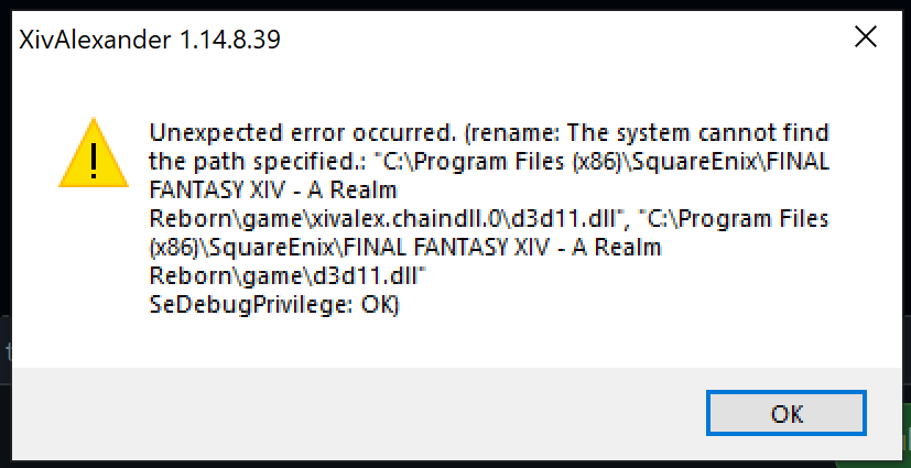 Unexpected error occurred when trying to install XIVAlexander · Issue ...