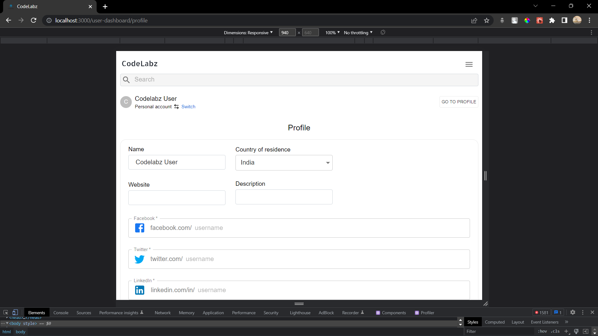 Bug : In User settings the menu disappears in small screens. · Issue #499 · scorelab/Codelabz ...