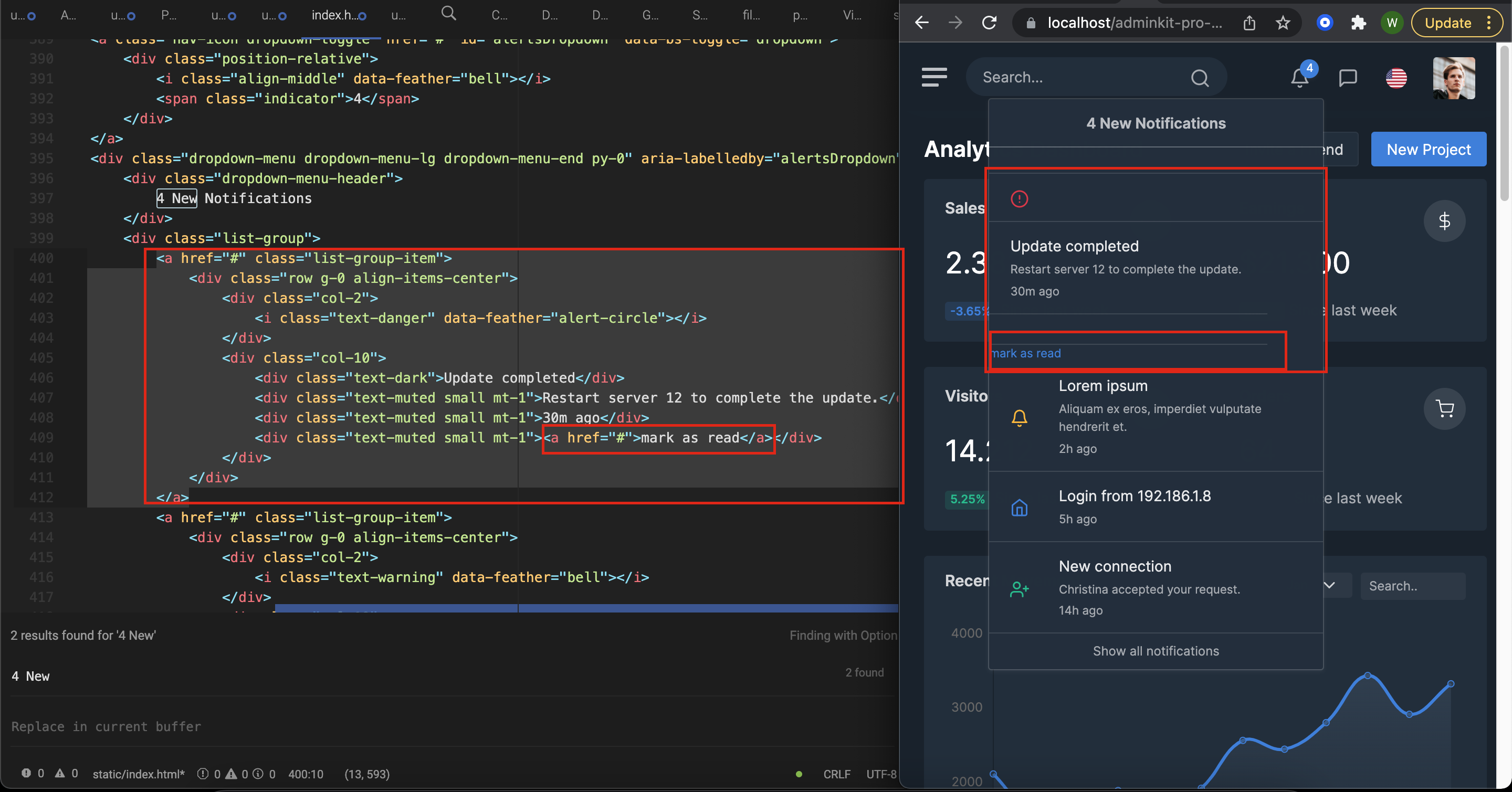Can't use links in top navbar's notification dropdown · Issue #119 · adminkit/adminkit · GitHub