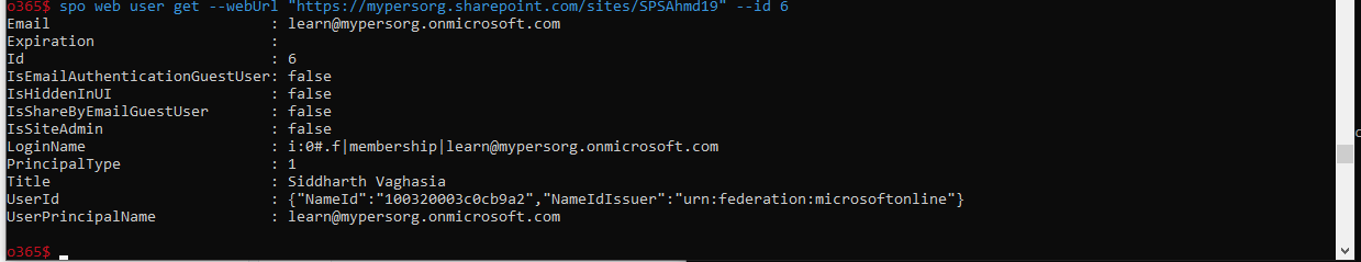 New command: spo user get · Issue #1673 · pnp/cli-microsoft365 · GitHub
