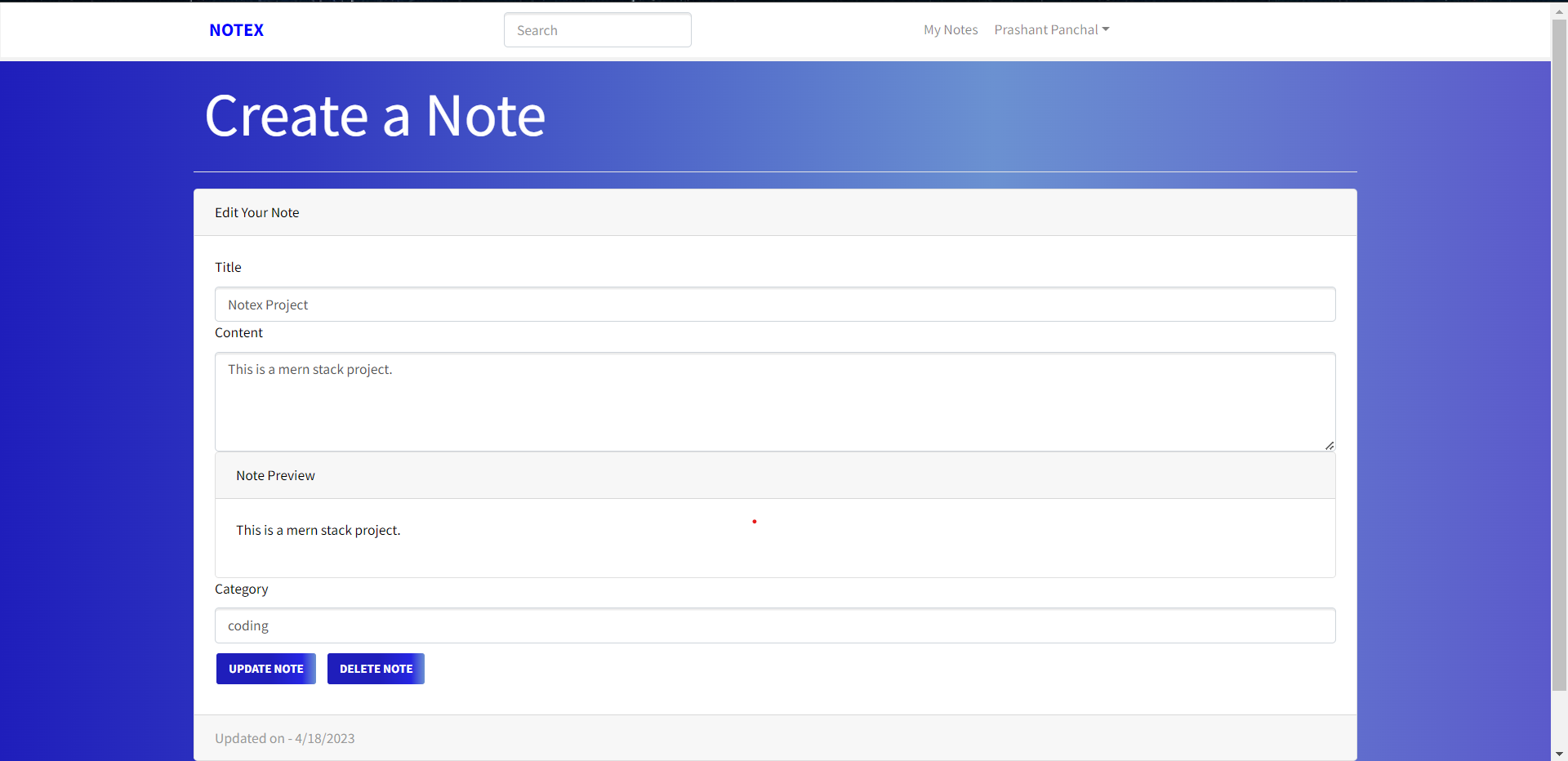 GitHub - prashantp2524/notex_mern_project: mern stack project