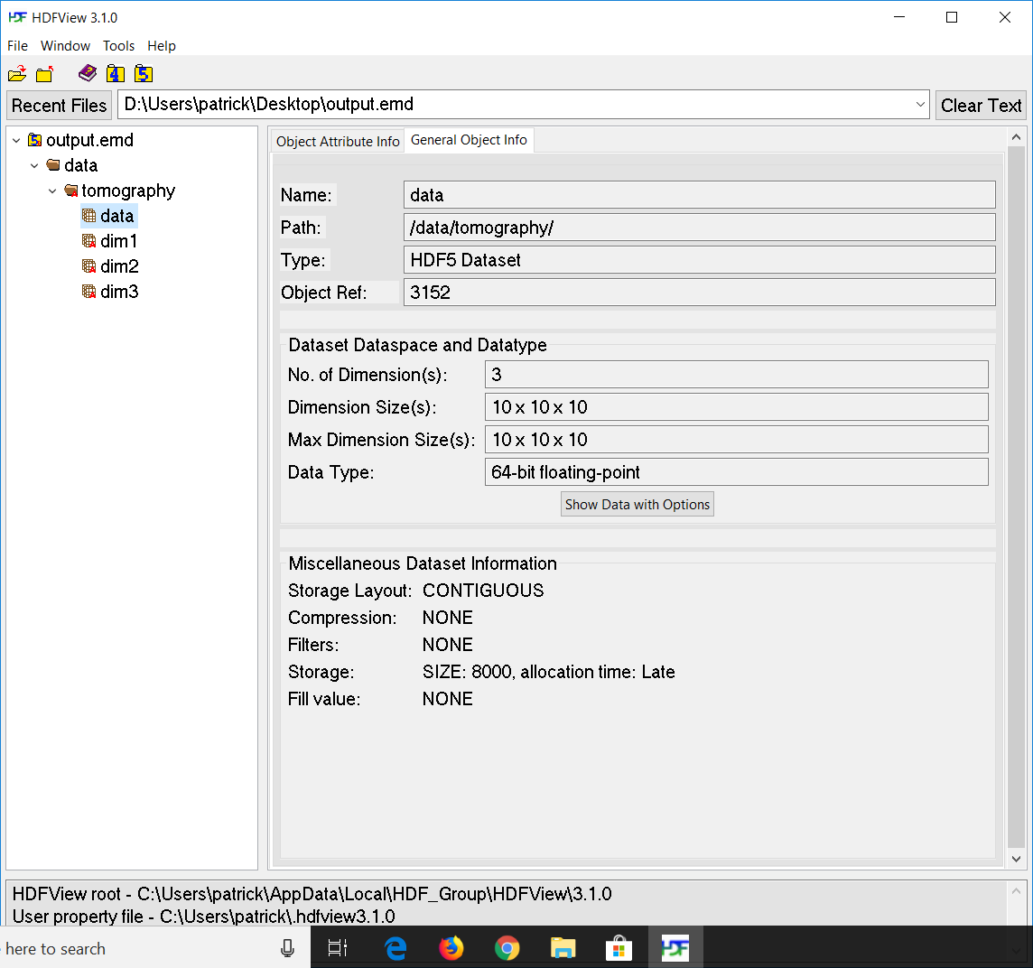 Numpy file cant be written to EMD · Issue #1859 · OpenChemistry/tomviz · GitHub