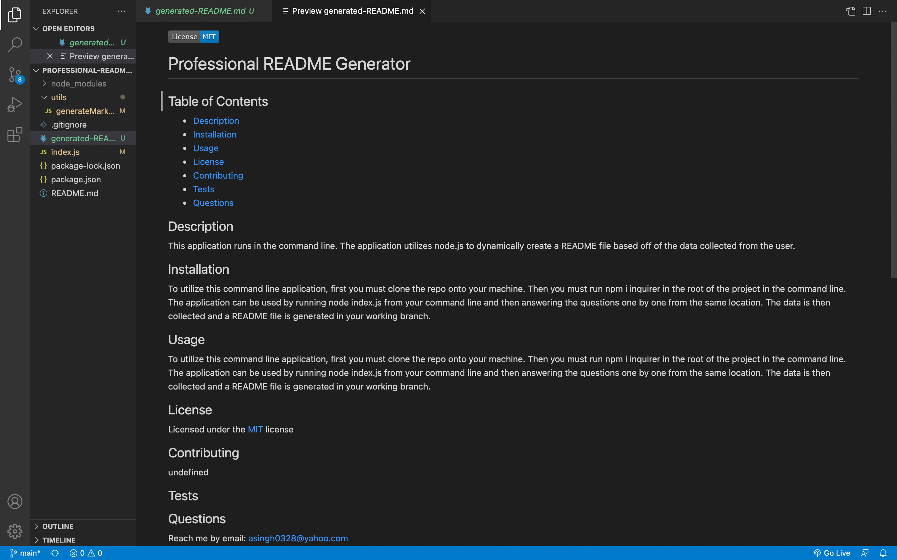 GitHub - AjaypalGhuman/Professional-README-Generator