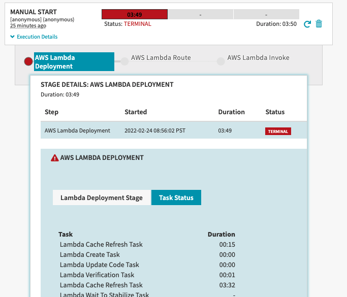 Lambda Cache Refresh Task in lambda deployment stage is not completing it fails in 3-10mins ...