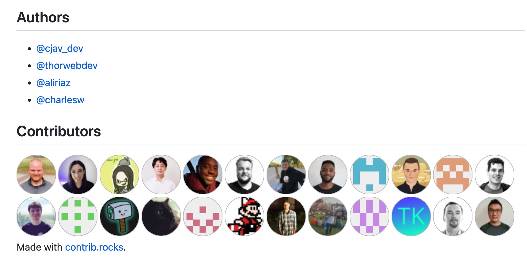 Chore: Add the lists of contributors on README.md by hideokamoto-stripe ...