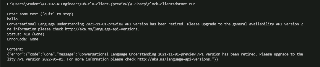 LAB 05-b: Language Understanding API Version retired · Issue #196 · MicrosoftLearning/AI-102 ...