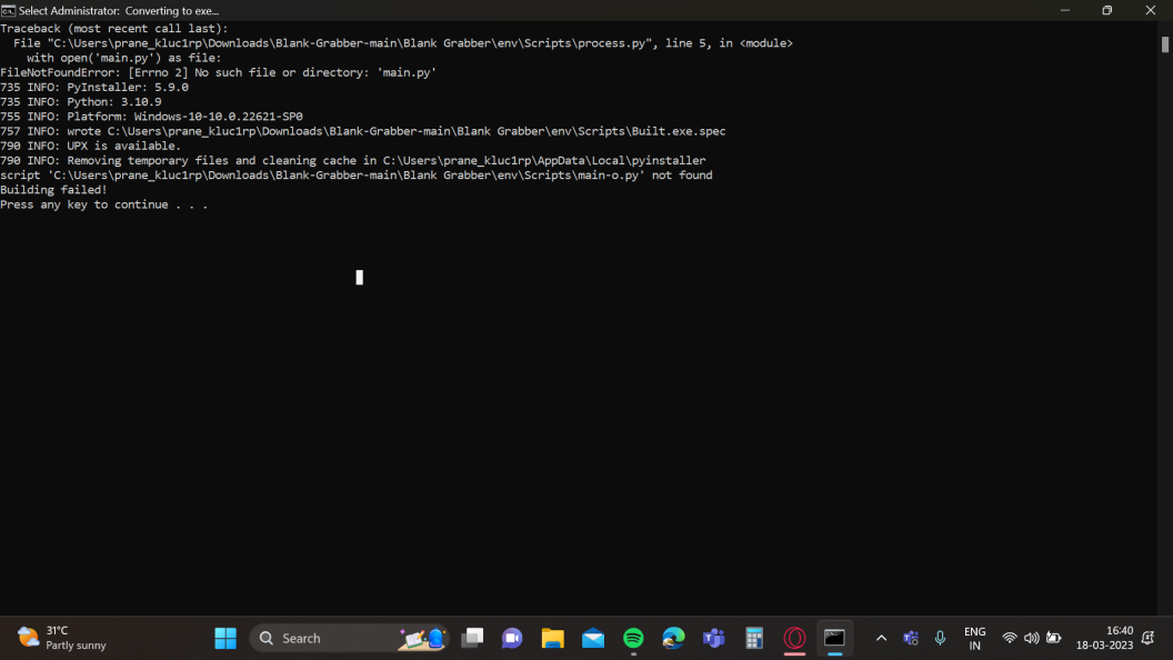 Error while creating .exe file · Issue #148 · Blank-c/Blank-Grabber ...