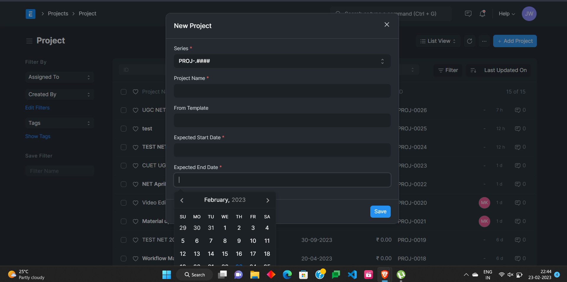 ui: date selector is not fully visible in new project quick entry · Issue #20222 · frappe/frappe ...
