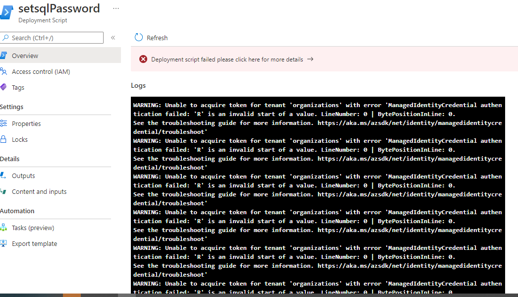 The Deployment Script Was Unable To Log Into Azure Resource Manager Via The Specified Managed