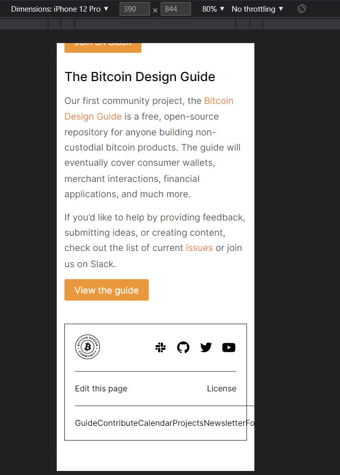 Footer breaks in Mobile View · Issue #984 · BitcoinDesign/Guide · GitHub