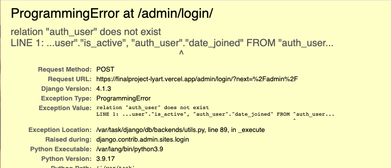 Issues With Django Session And Admin Interface On Vercel Deployment · Issue 358 · Vercel 