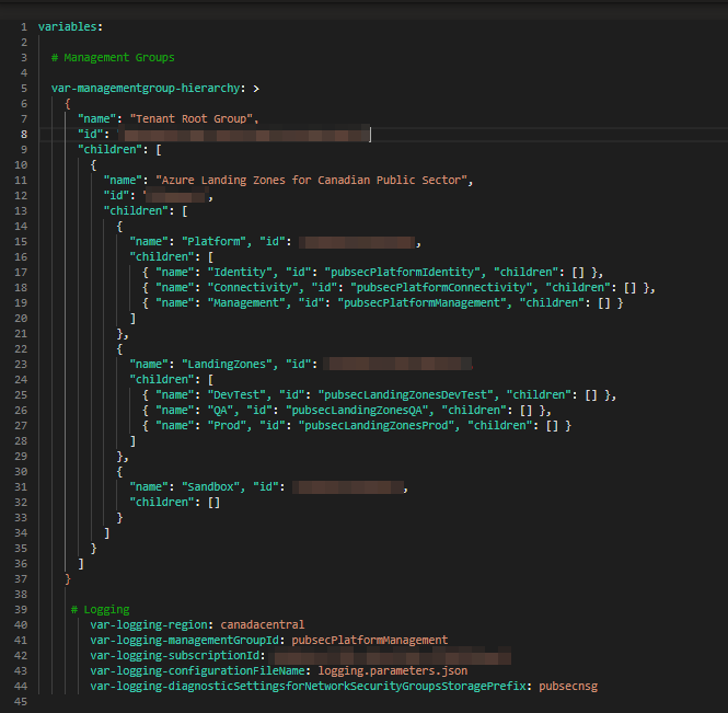 platform-logging-ci job fails - SETTING 'var-parentManagementGroupId' and 'var ...