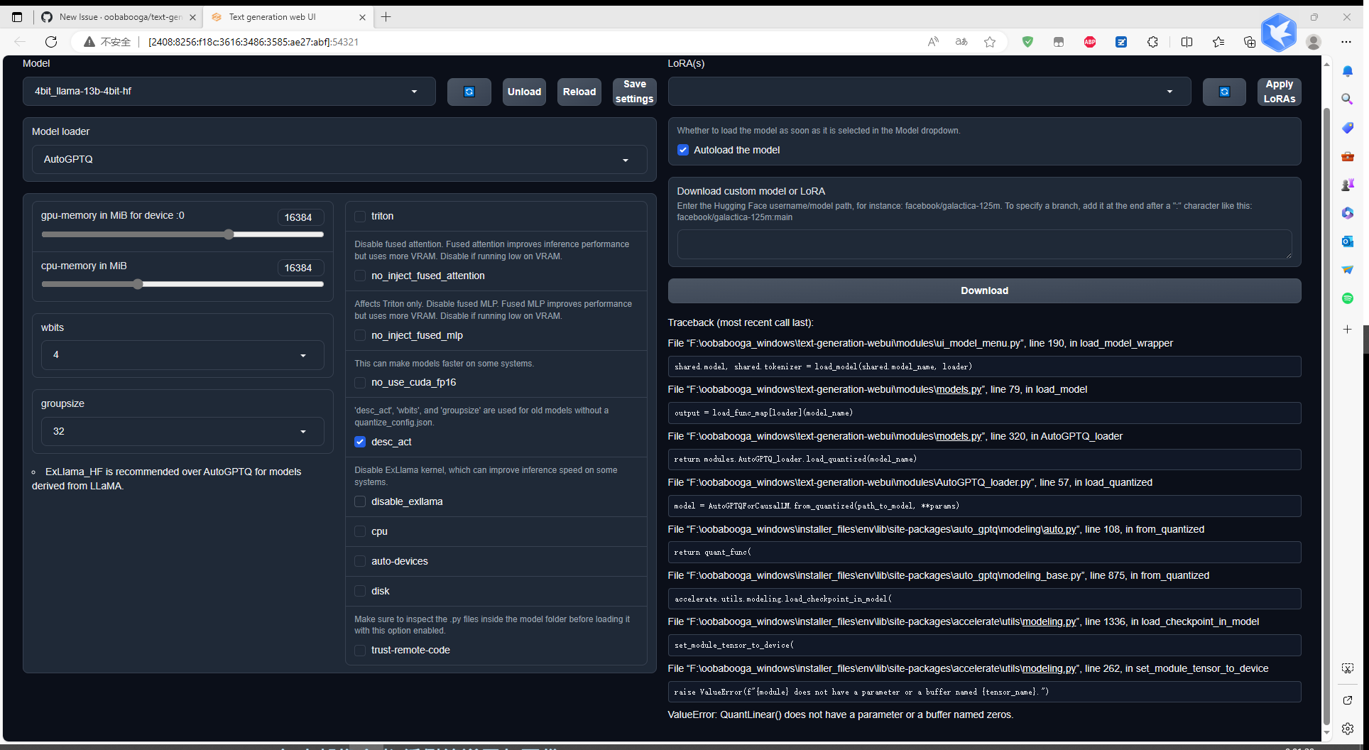 Valueerror Quantlinear Does Not Have A Parameter Or A Buffer Named Zeros · Issue 3727