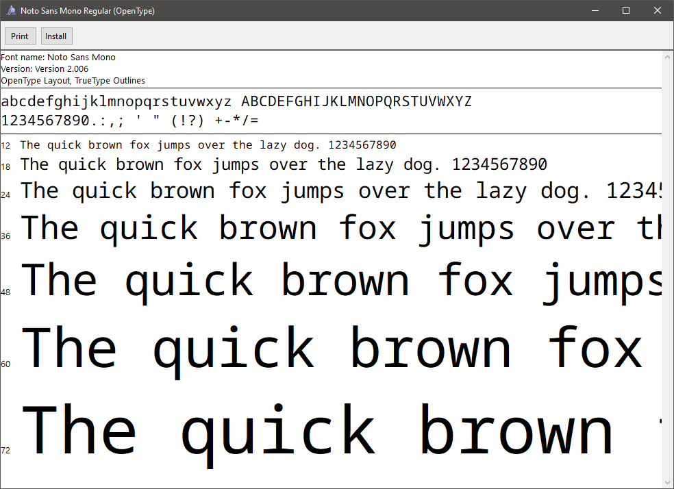 Noto Sans Mono rendering on Windows: All static fonts seem to have same ...