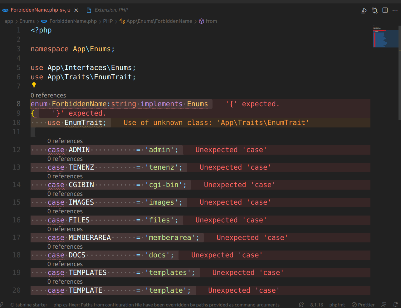 When implemeting an interface with enums I got red highlightings · Issue #307 · DEVSENSE ...