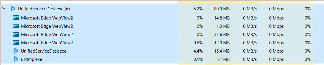 The WebView2 processes sometimes show as part of app and sometimes they show up in the details ...