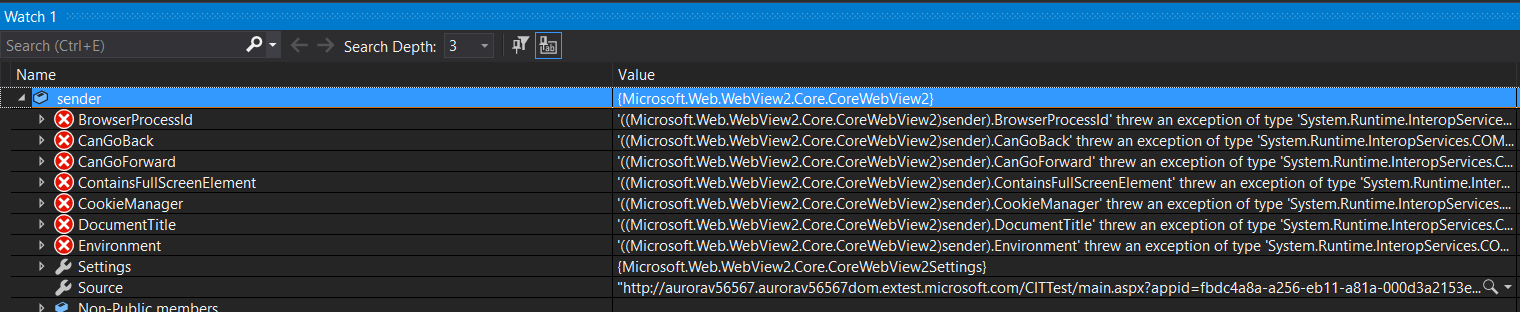 The sender object for ProcessFailed event is garbled when webview2 instance is killed from task ...