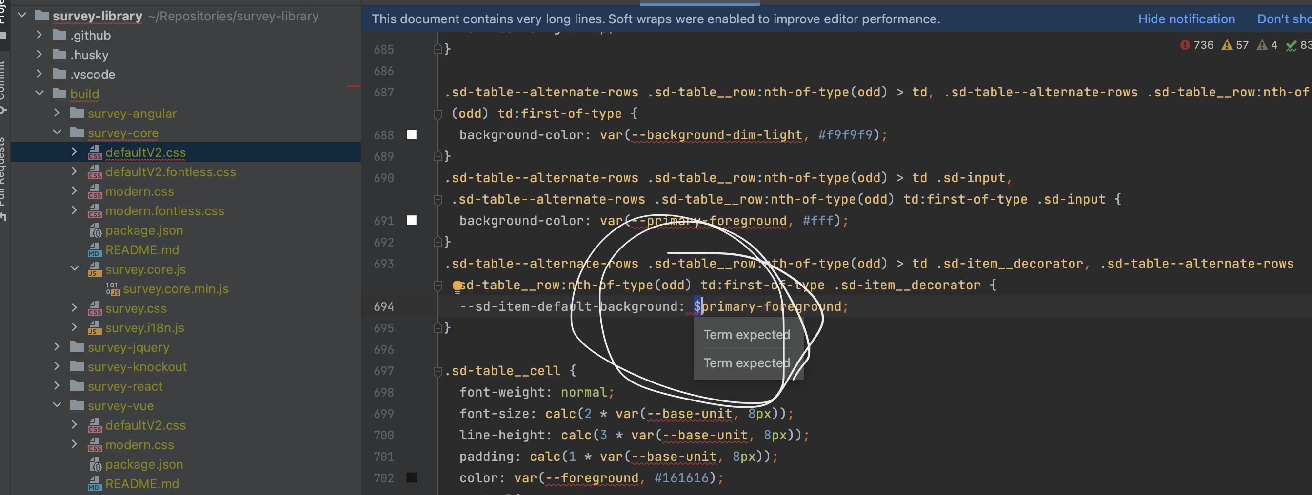 Issue with compiling the Survey.js library's SCSS · Issue #5302 · surveyjs/survey-library · GitHub