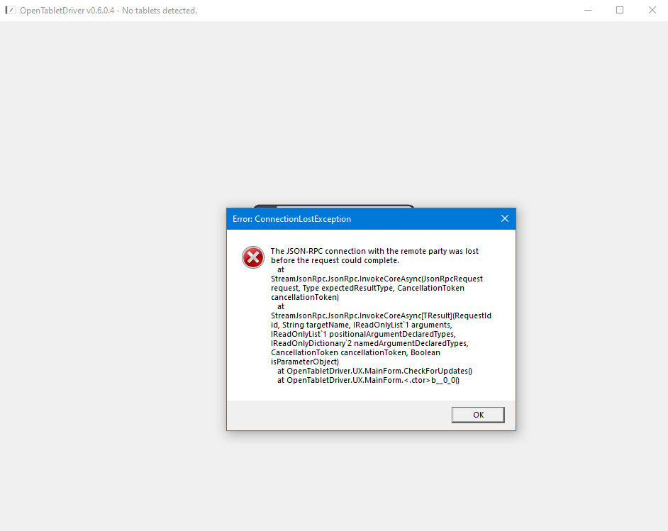 Error: ConnectionLostException · Issue #2461 · OpenTabletDriver/OpenTabletDriver · GitHub