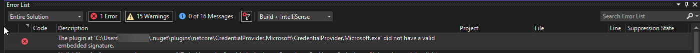 Credential manager Plugin did not have a valid embedded signature · Issue #365 · microsoft ...