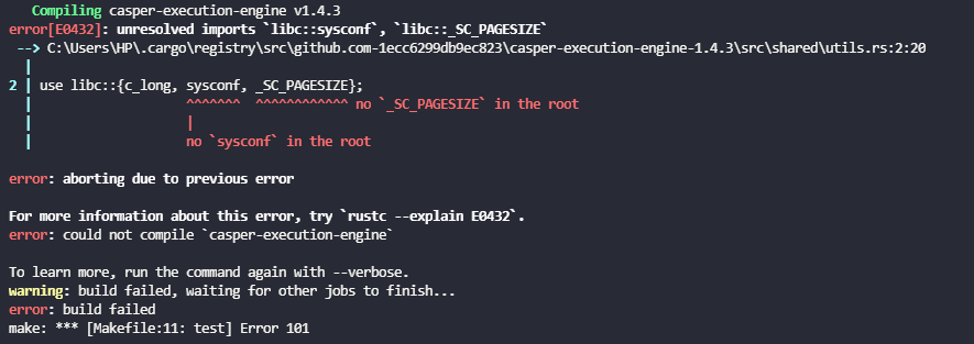 Unresolved Imports In Cargo Casper V1 3 3 V2 0 0 Issue 9 Casper