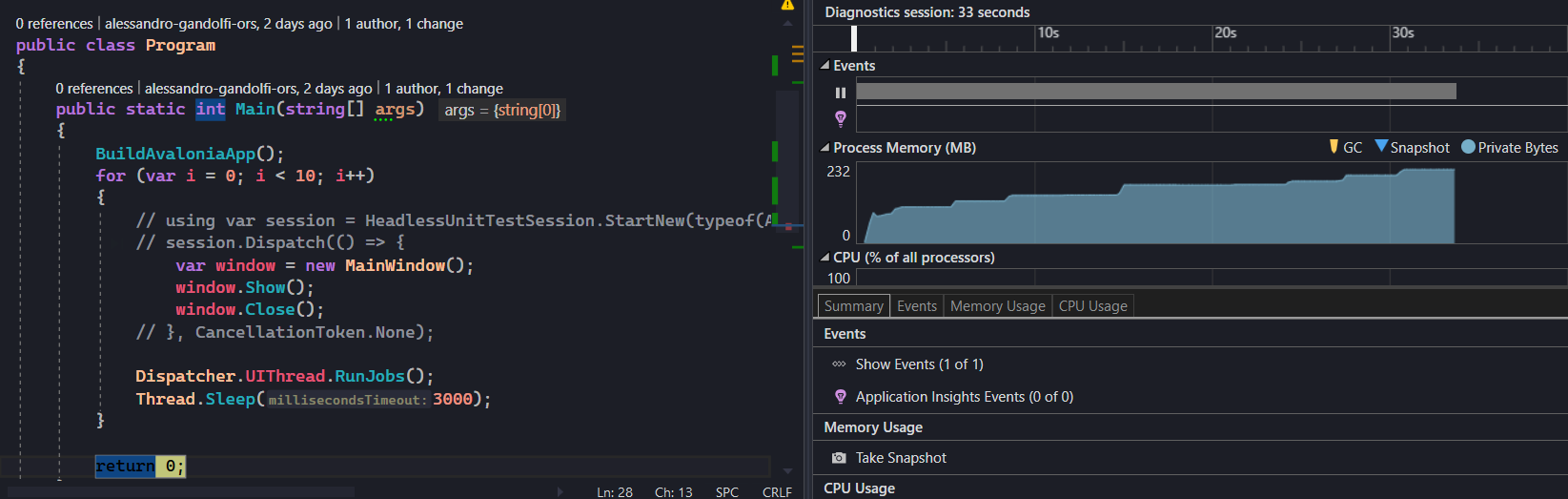 Memory leak when opening and closing a new istance of a window often · AvaloniaUI Avalonia ...