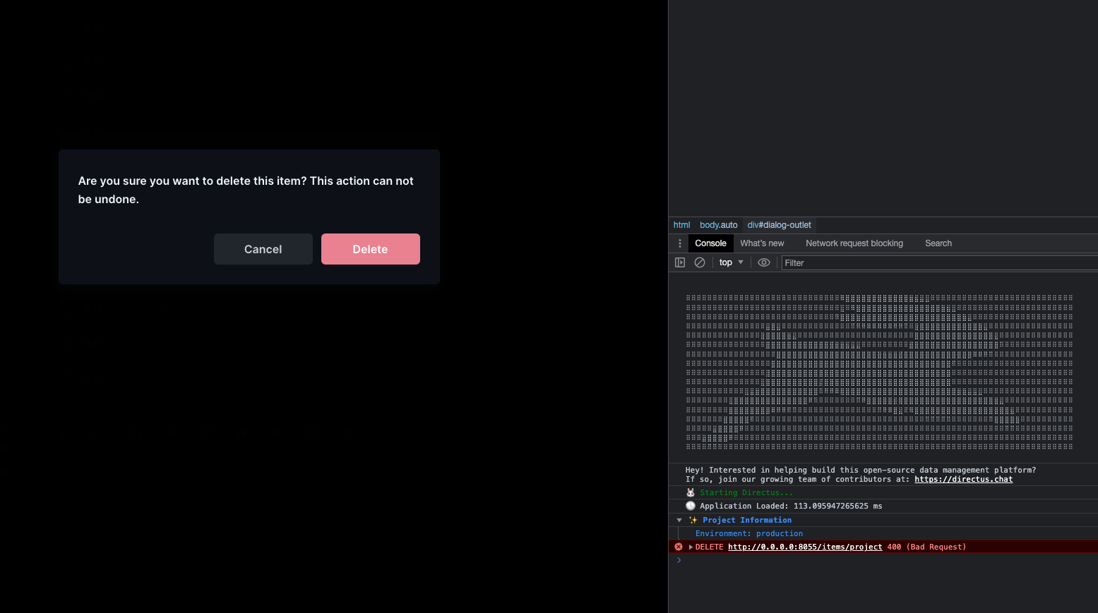 Not showing error message when tried remove item on collection page · Issue #19376 · directus ...