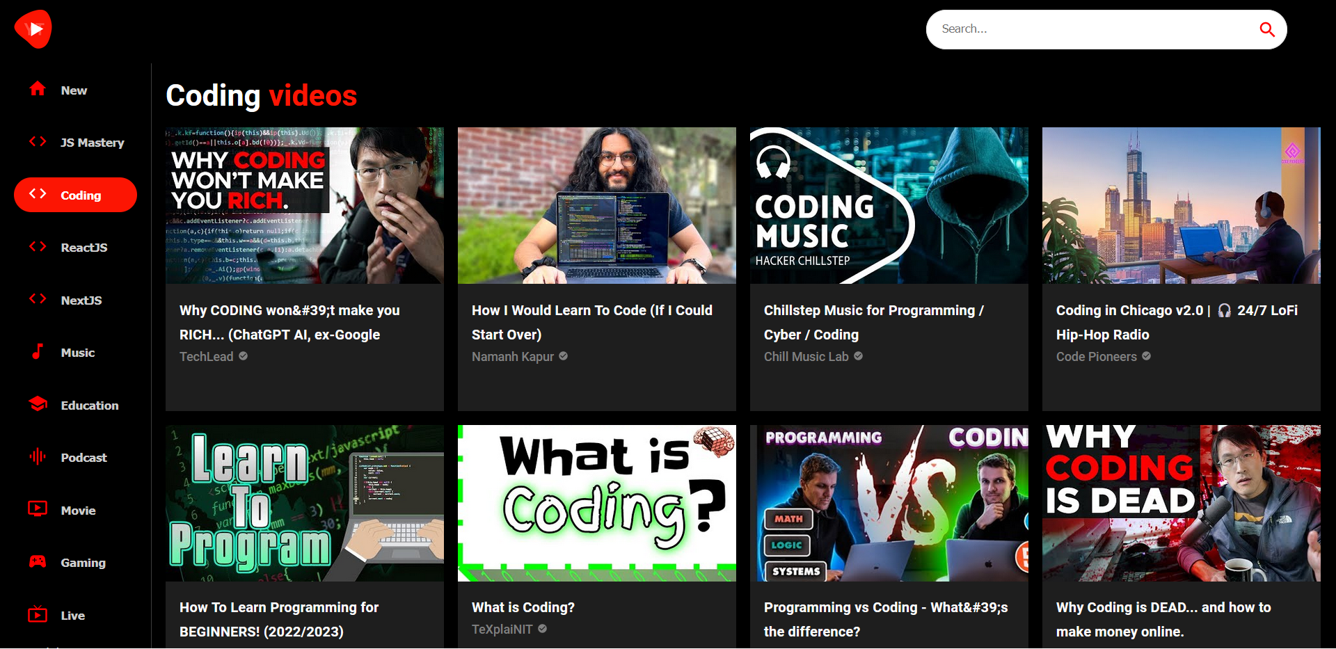 GitHub - Champ2001/YoutubeClone: A clone of youtube with ReactJs